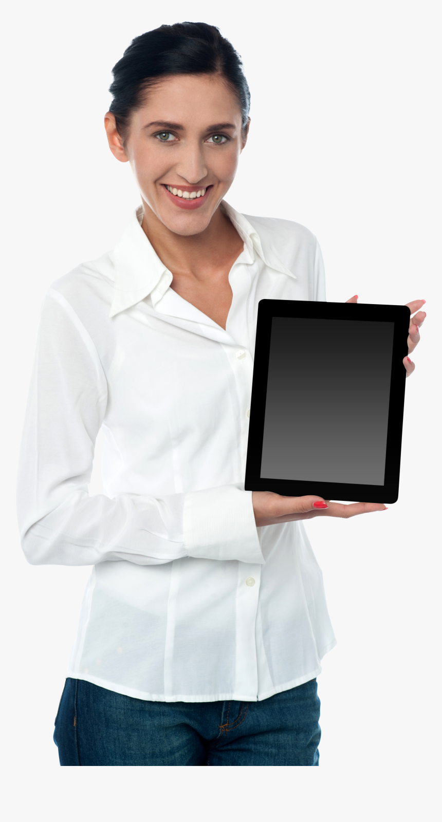 Woman Holding Ipad Png Image - Woman Tablet Png, Transparent Png ...