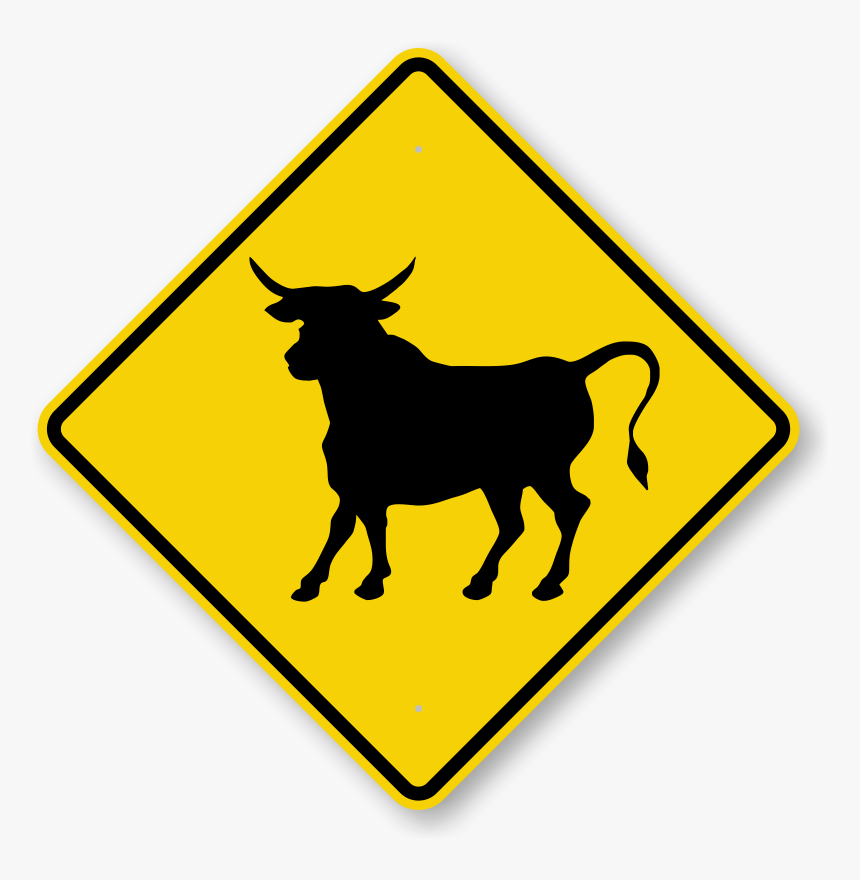 Bull Crossing Sign - Shot Up Road Signs, HD Png Download , Transparent ...