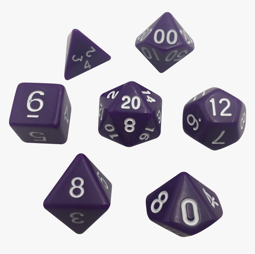 Purple With White Numbers Set Of 7 Polyhedral Rpg Dice, HD Png Download ...