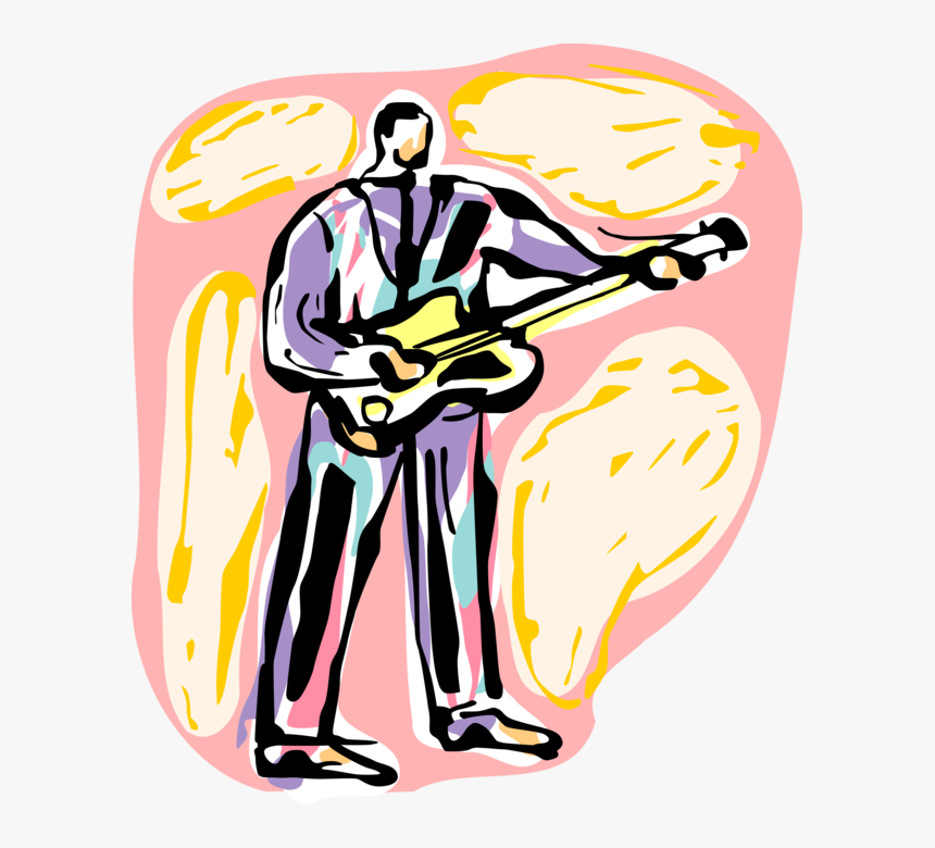 Vector Illustration Of Rock Musician Plays Electric, HD Png Download ...