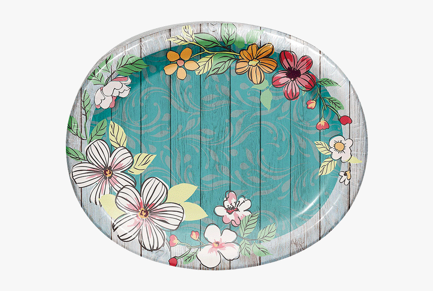Member S Mark Farmhouse Floral Oval Paper Plates, HD Png Download ...