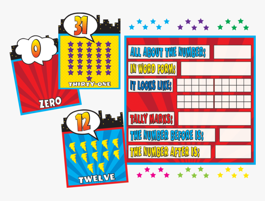 Details About Superhero Counting 0-31 Bulletin Board, HD Png Download ...