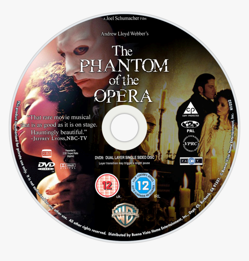 The Phantom Of The Opera Dvd Disc Image, HD Png Download , Transparent ...