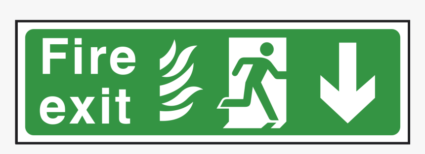 Nhs Fire Exit Sign Arrow Down Title Nhs Fire Exit, HD Png Download ...
