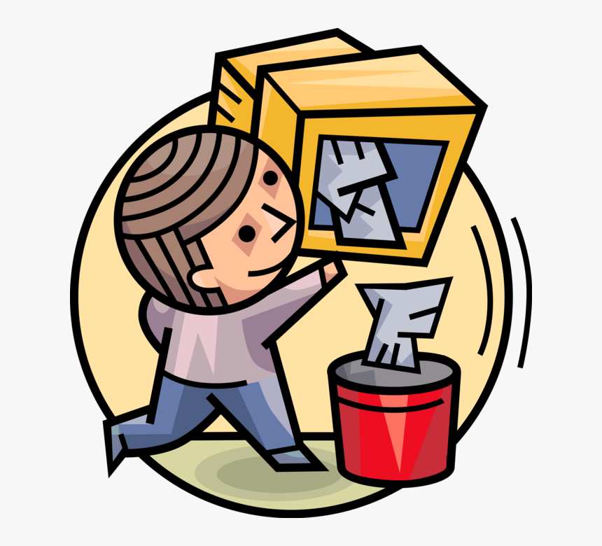 Vector Illustration Of Man Empties Junk Mail Electronic, HD Png ...