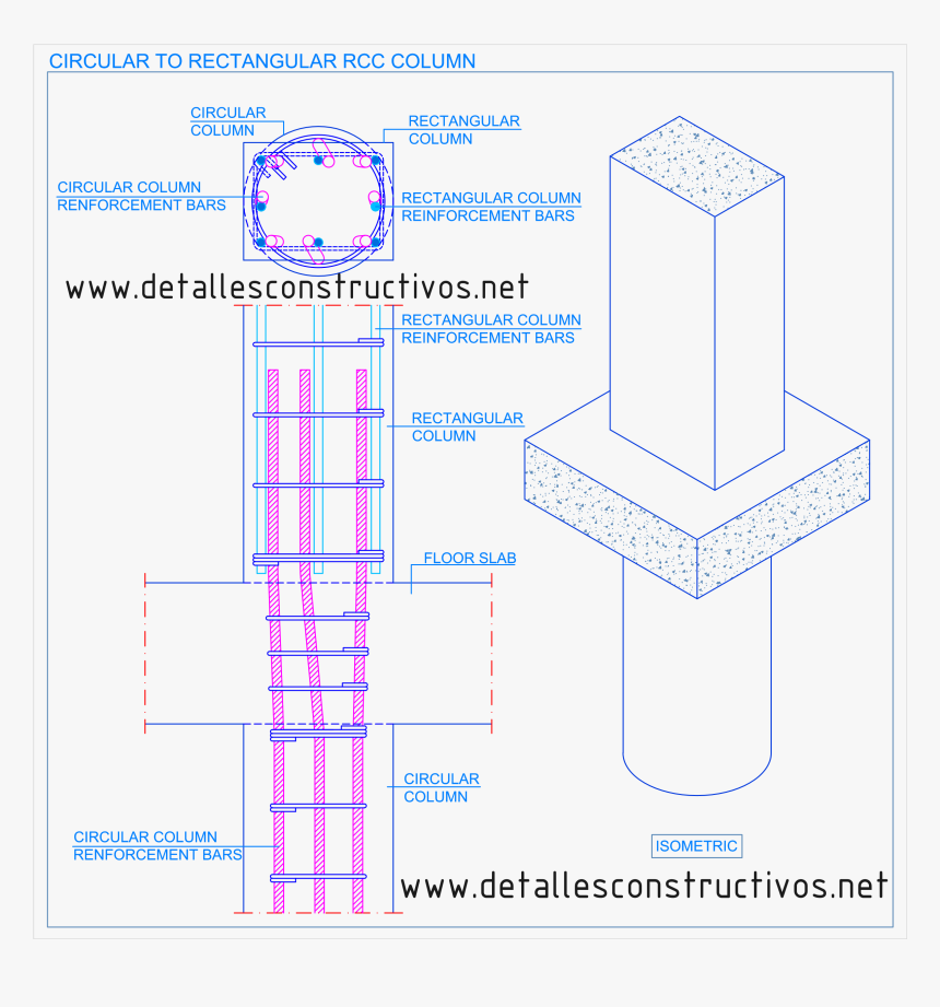 Circular To Square Rectangular Rcc Column Transition, HD Png Download ...