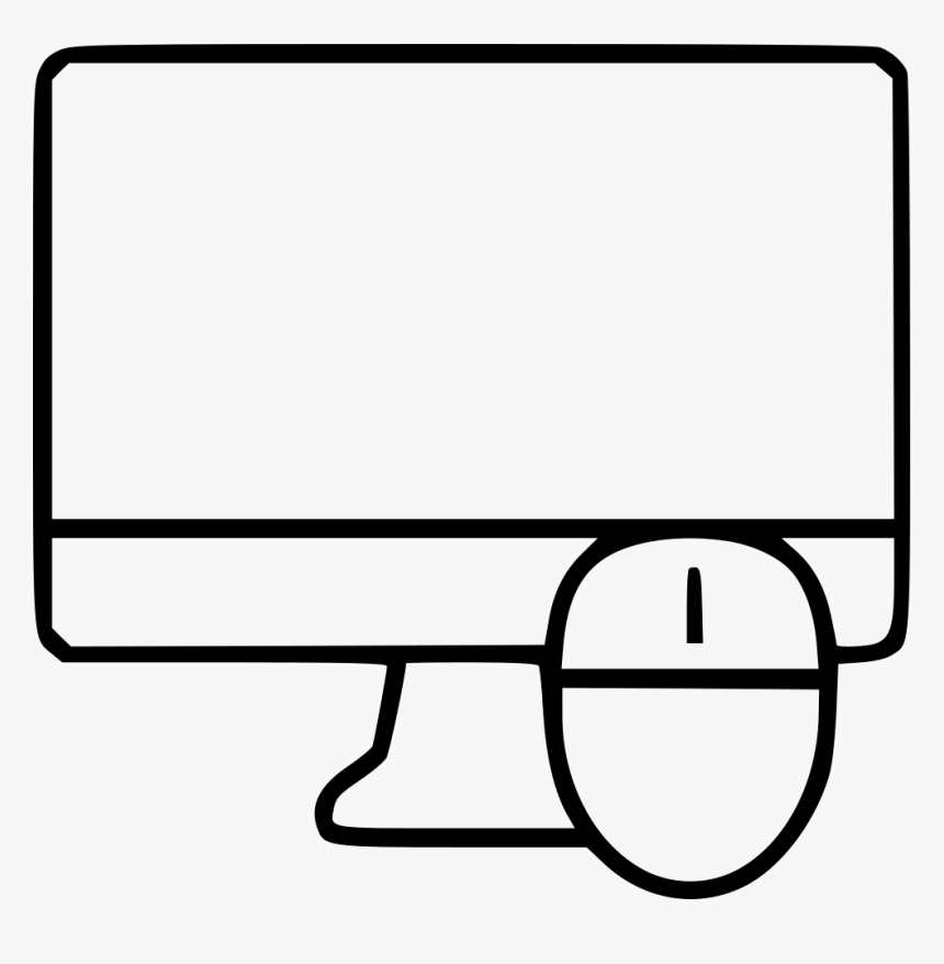 Computer Monitor Mouse Pc Mac Desktop Lcd - Line Art, HD Png Download ...