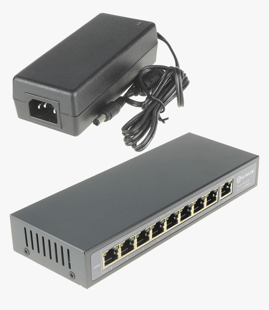 Ethernet Switch Poe Injector 8 Ports 120w - Poe Injector Switch, HD Png ...