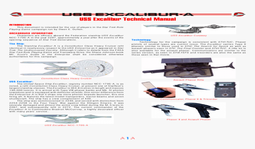 Uss Excalibur A Uss Excalibur Technical Excalibur A, HD Png Download ...
