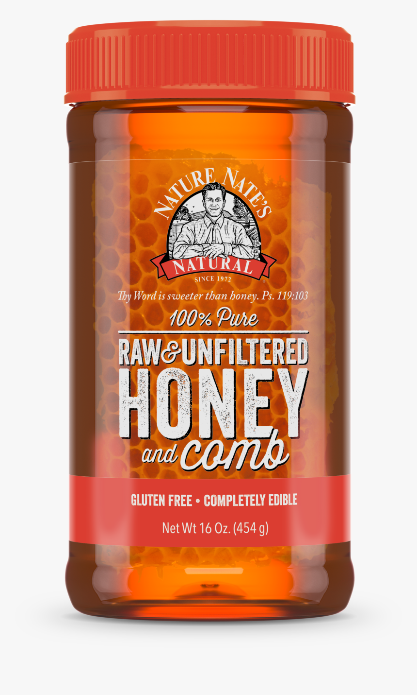 Nature Nate S Honey With Comb, 100% Pure, Raw & Unfiltered, HD Png ...