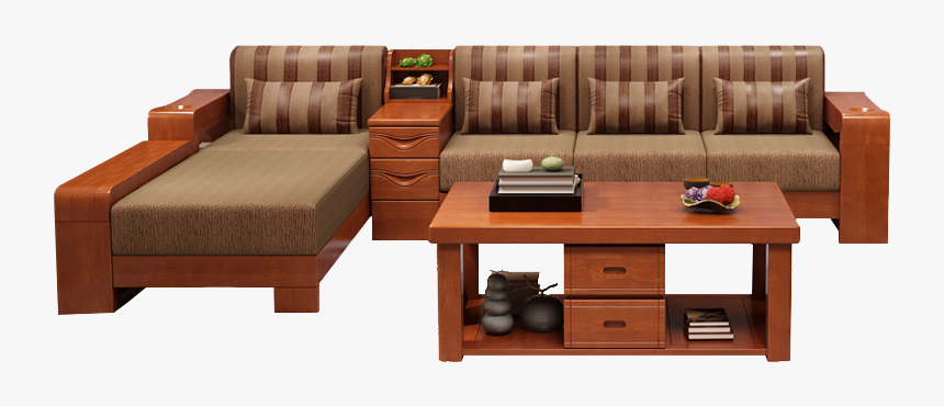 All Solid Wood Sofa Combination Modern Chinese Style, HD Png Download ...