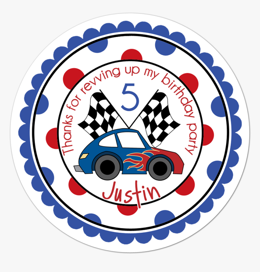 Race Car Wide Polka Dot Border Personalized Sticker, HD Png Download ...