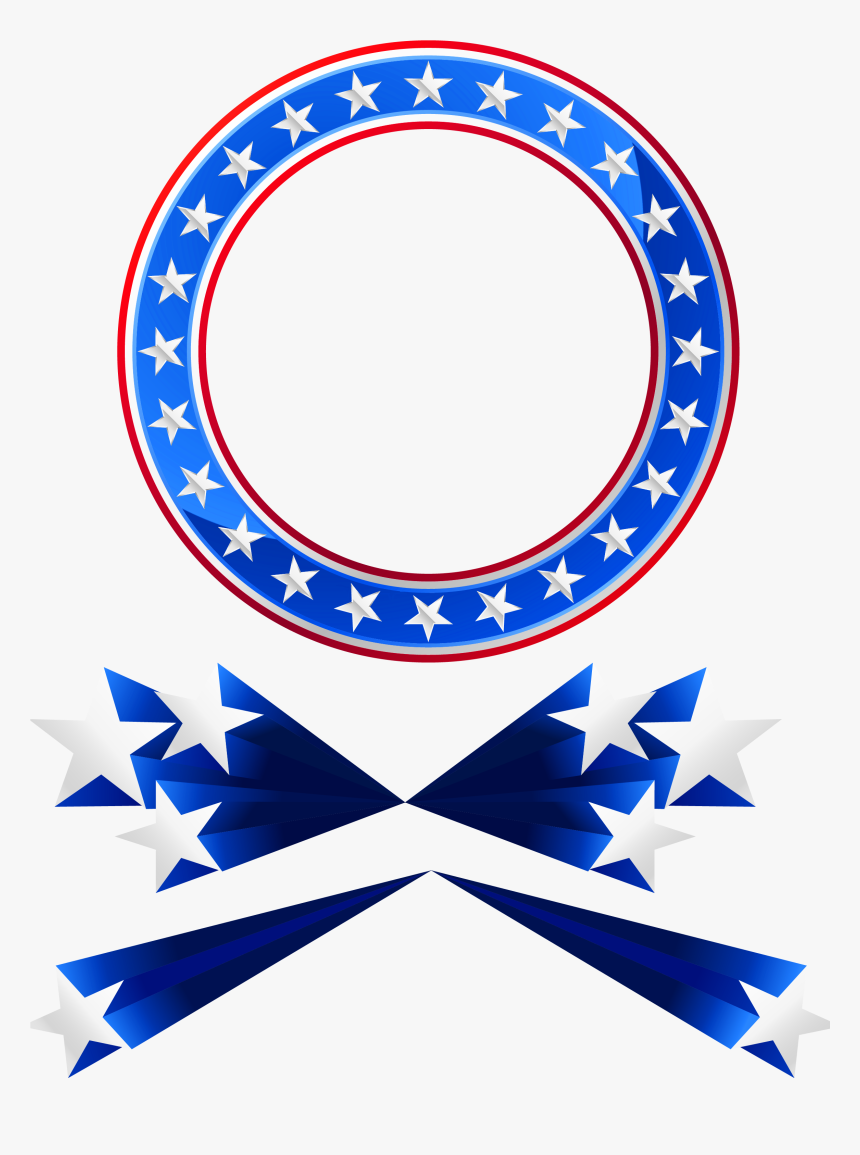 Transparent Patriotic Clipart Black And White - Star Circle Frame Png ...
