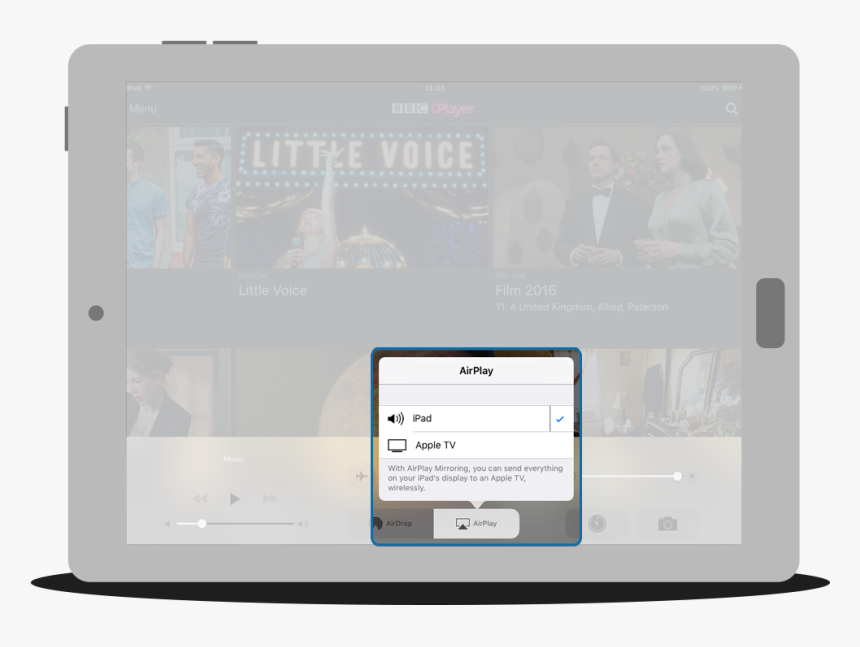 Airplay Menu Over Bbc Iplayer App On Ipad, HD Png Download ...