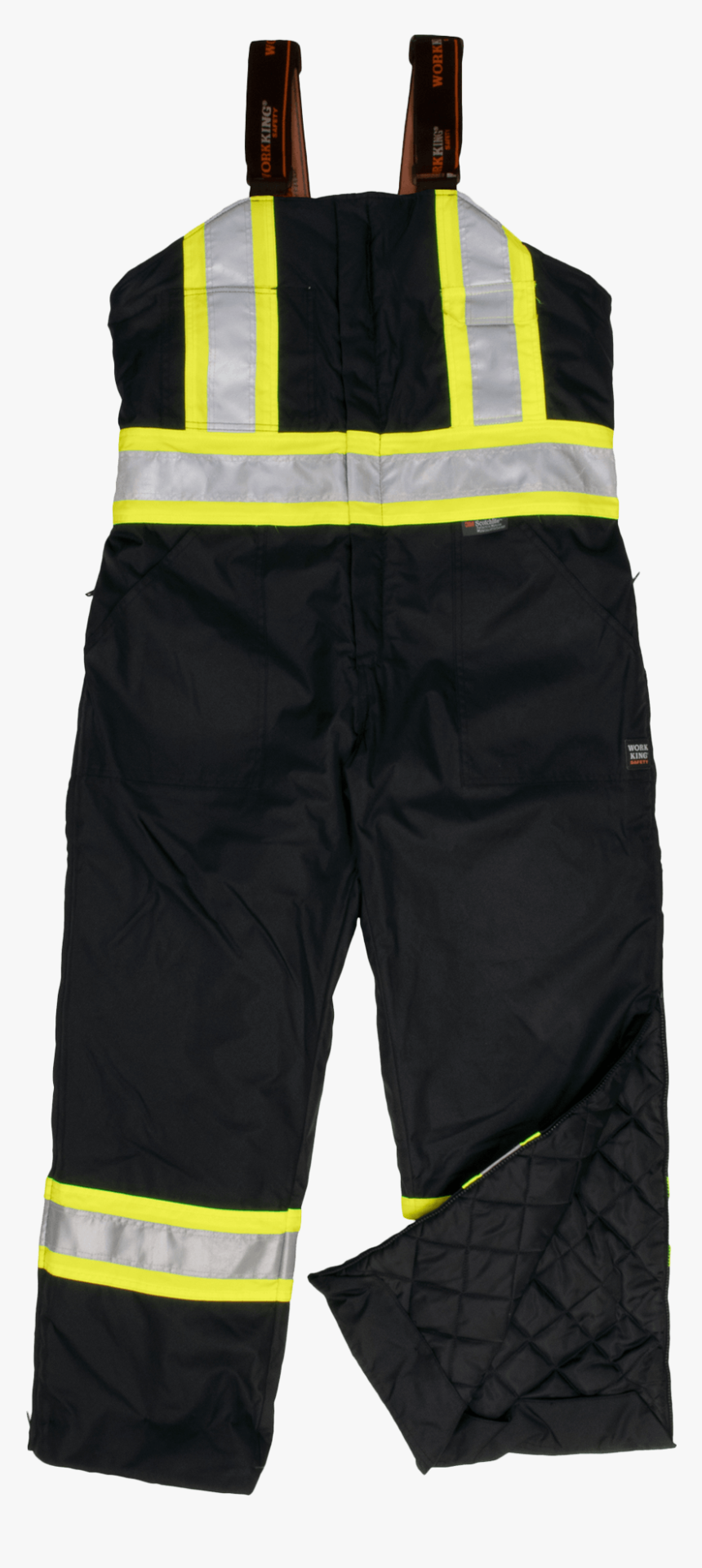 Work King Fluorescent Black Lined Safety Overall, HD Png Download ...