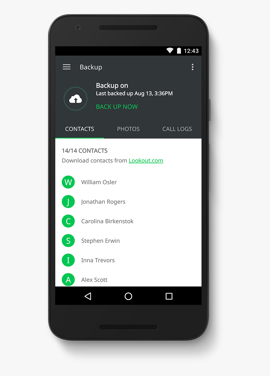 Android Data Back - Contacts Phone Screen, HD Png Download ...