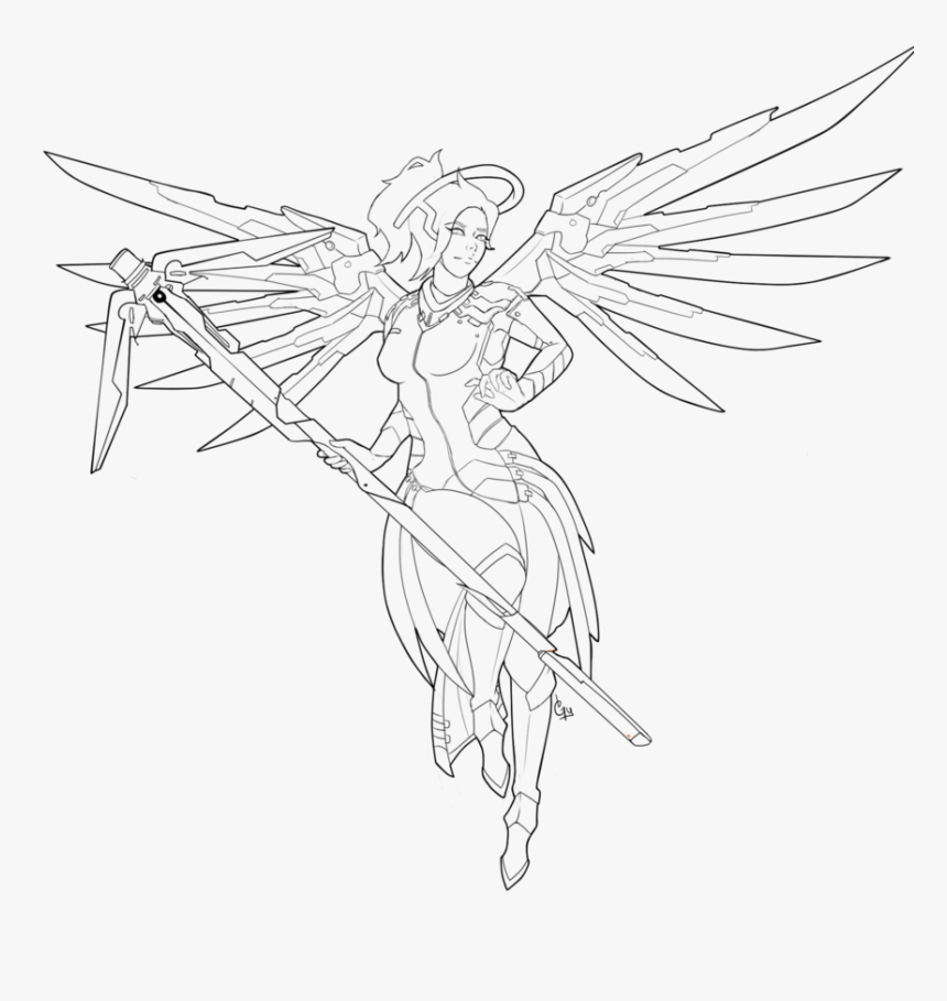 Overwatch Mercy Black And White, HD Png Download , Transparent Png ...