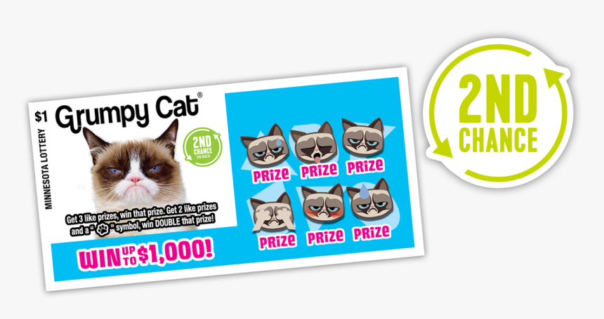 729 Grumpy Cat 2ndchance - Grumpy Cat Lottery Ticket, HD Png Download ...