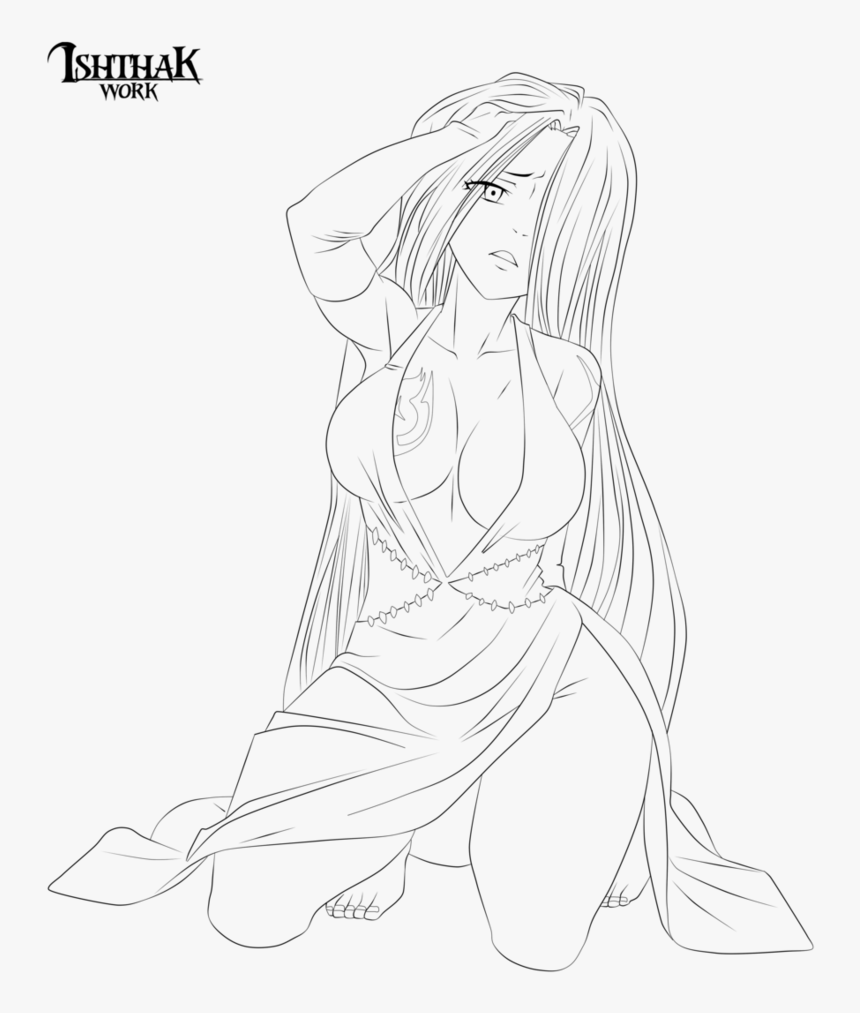 Sexy Anime Angel Lineart Line Art HD Png Download Transparent Png