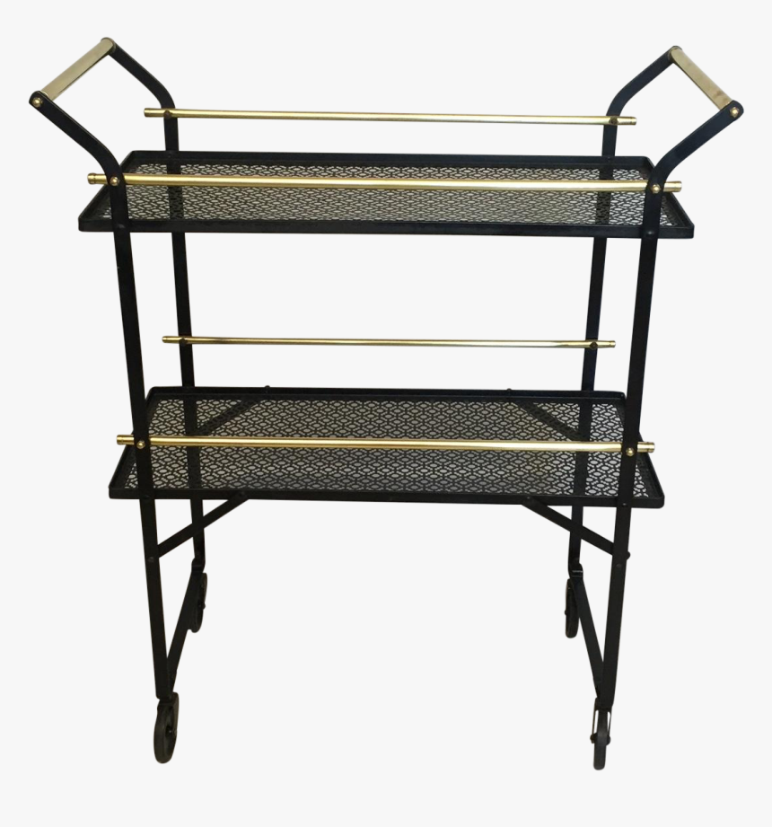Smart French Black Metal And Brass Bar Cart On Chairish - Shelf, HD Png ...