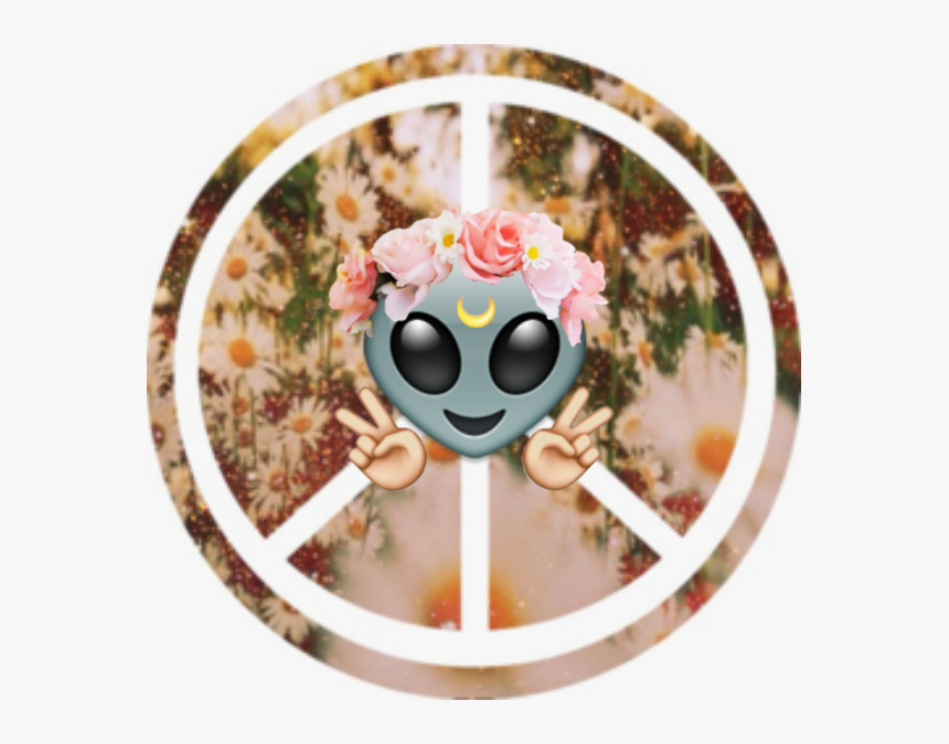 Alien, Peace, And Emoji Image - Flower Crown Alien Emoji, HD Png ...