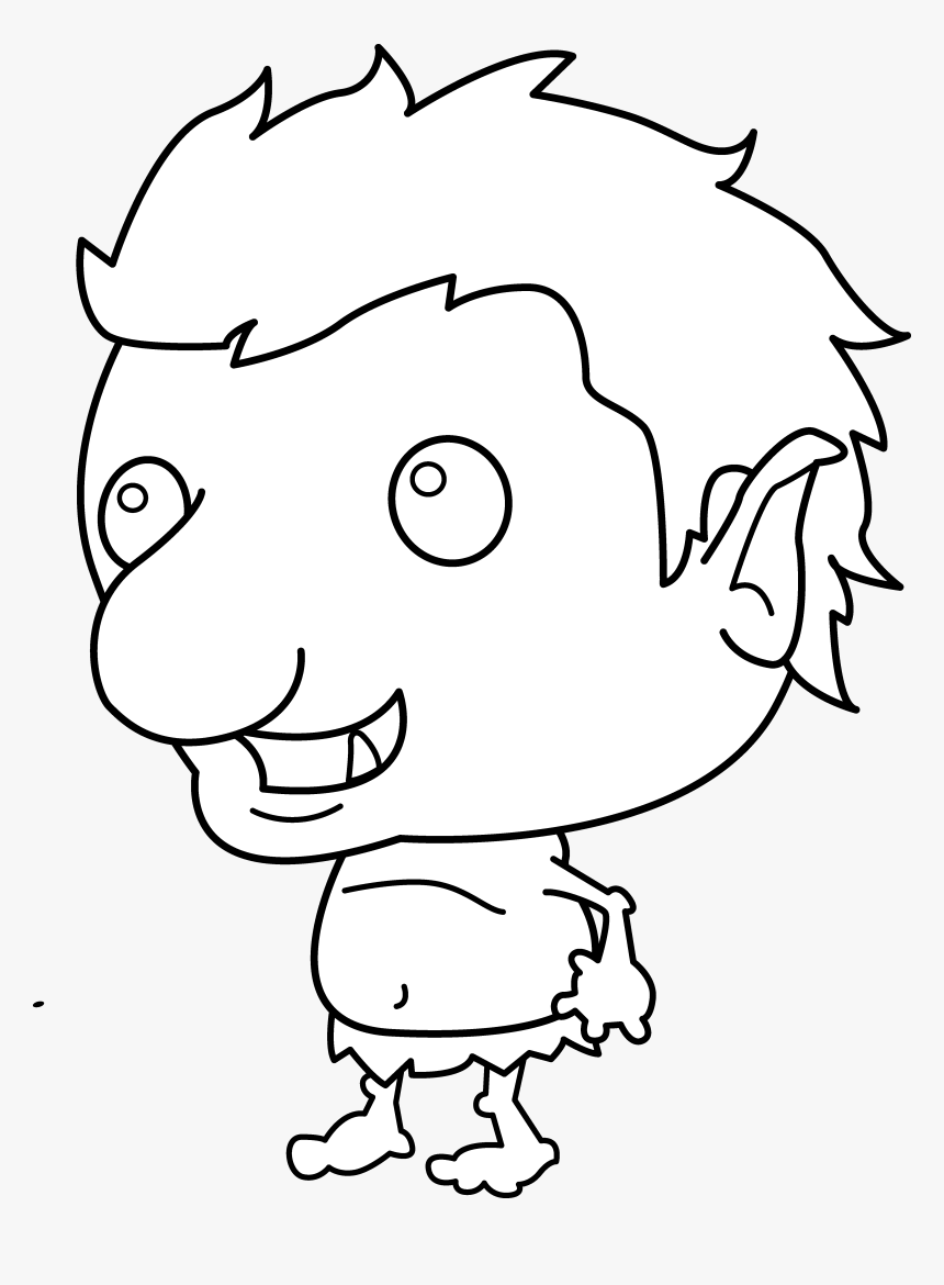 Little Troll Line Art - Cartoon, HD Png Download , Transparent Png ...