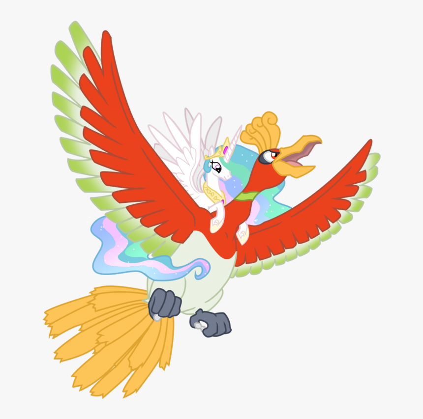 Celestia Flying On Ho-oh - Celestia And Ho Oh, HD Png Download ...