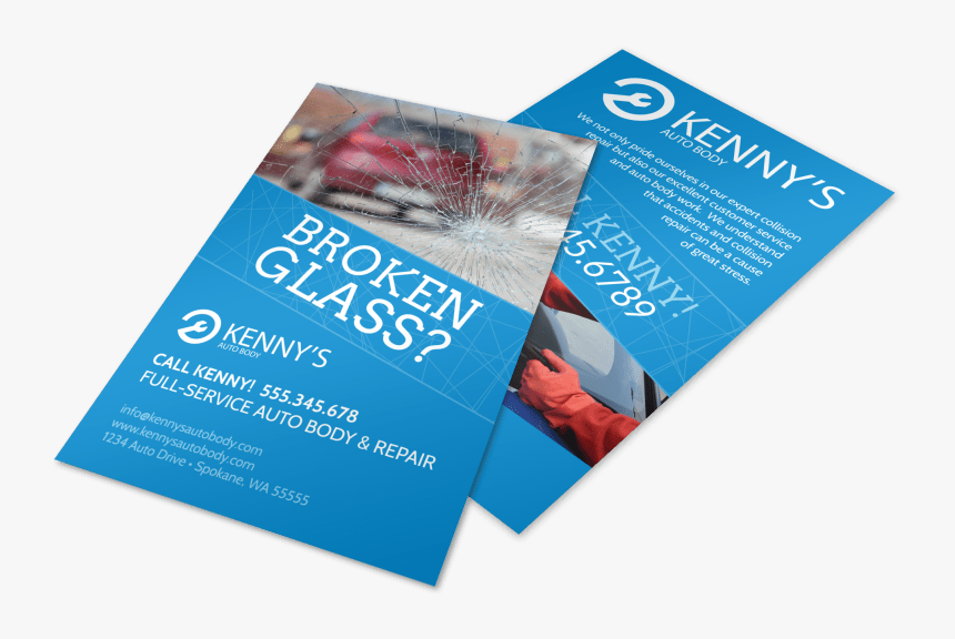 Broken Glass Auto Repair Flyer Template Preview - Flyer, HD Png ...