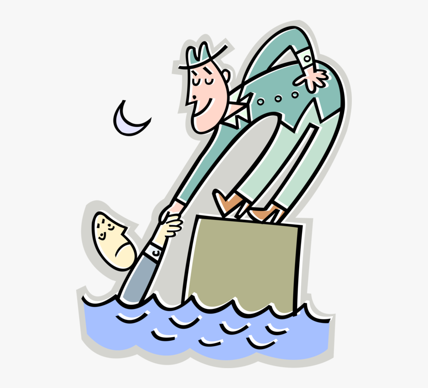 Vector Illustration Of Rescuing Drowning Man With Helping ...