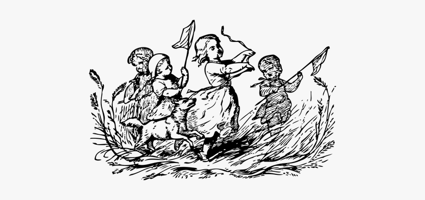 Kids Chasing Butterflies Vector Illustration - Clip Art, HD Png ...