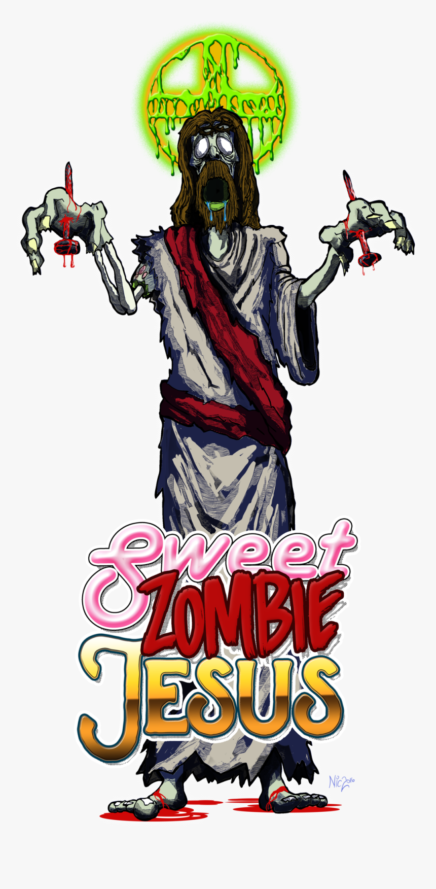Sweet Zombie Jesus Final For Darks - Poster, HD Png Download ...