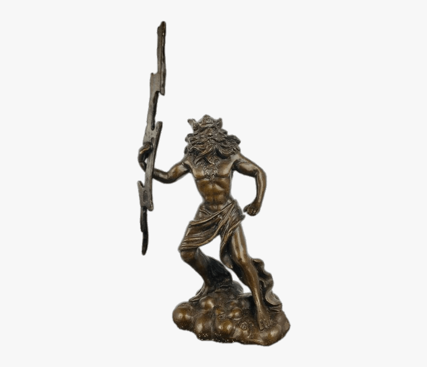 Zeus Holding Thunderbolt Bronze Sculpture - Figurine, HD Png Download ...