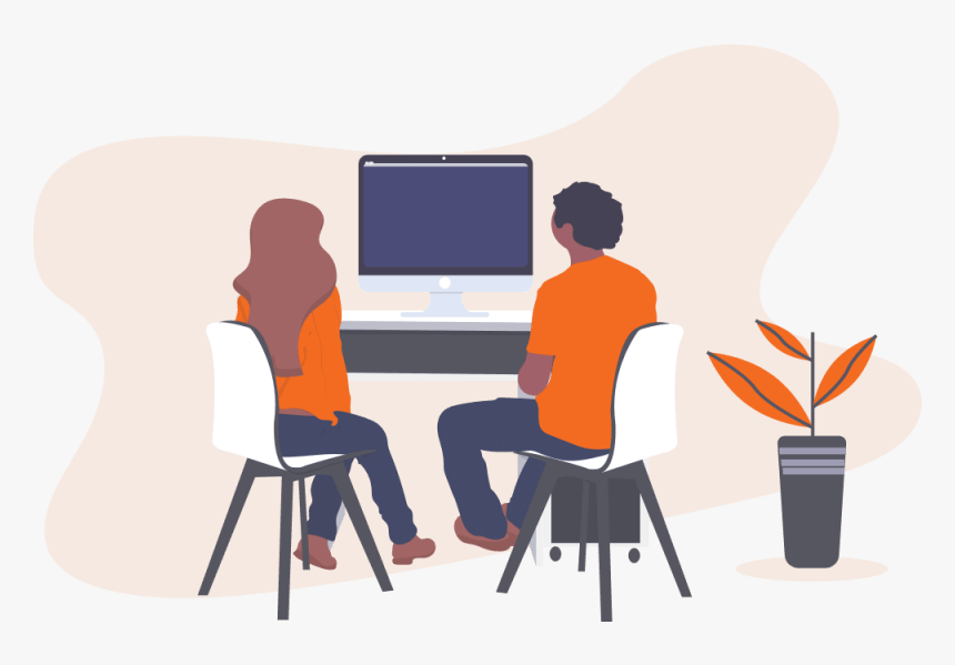Website Design - Two People Sitting At A Computer, HD Png Download ...