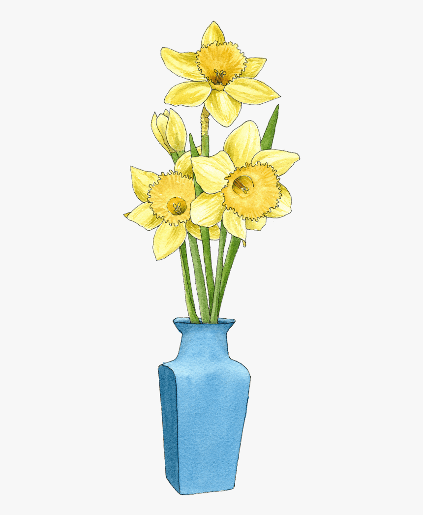 Daffs In Blue Vase - Narcissus, HD Png Download , Transparent Png Image ...
