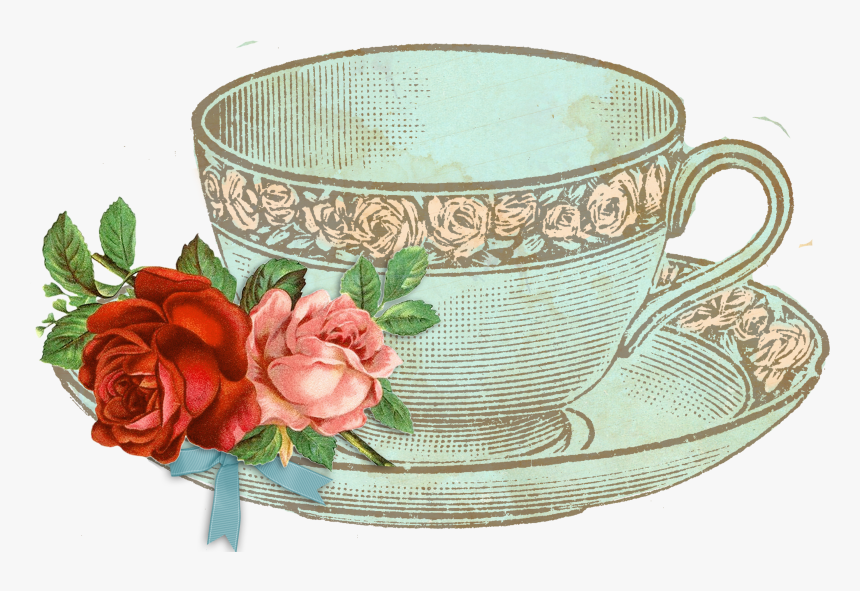 Clipart Cup Tea Party - Vintage Illustration Tea Cup, HD Png Download ...