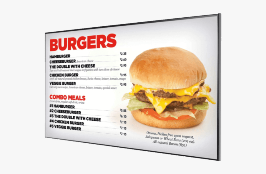 Digital Menu Board - Burger Digital Menu Board, HD Png Download ...