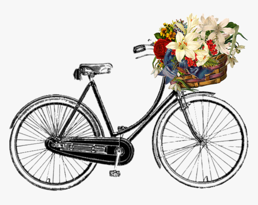 Bicycle, Flower, Bunch, Transport, Ride, Cycle - Vintage Bicycle Clip ...