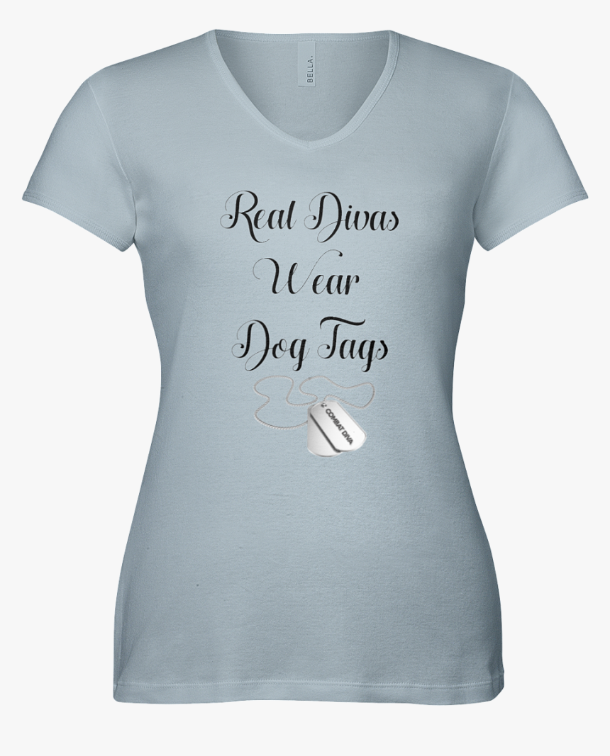 Real Divas Wear Dog Tags V Neck Fine Jersey T Shirt - Active Shirt, HD ...