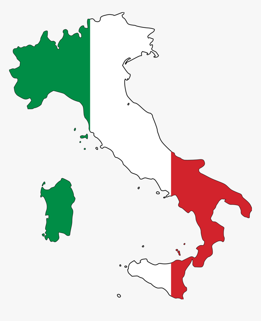 Italian Flag Map - Flag Italy Map Outline, HD Png Download ...