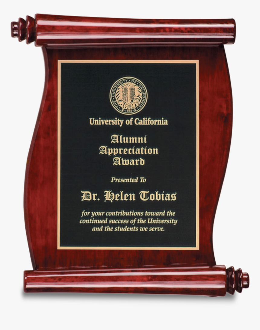 Rosewood Finish Scroll Plaque With Black Plate, HD Png Download ...