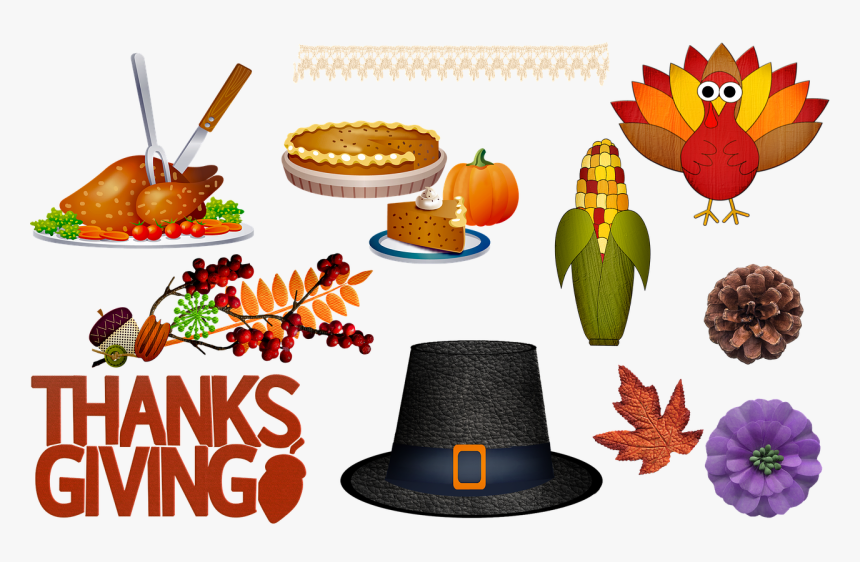 Thanksgiving, Pilgrim Hat, Corn, Pumpkin Pie, Flowers - Vector Food, HD ...