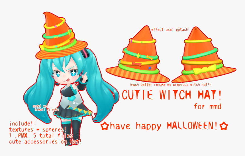 Transparent Witches Hat Clipart - Halloween Mmd Props, HD Png Download ...