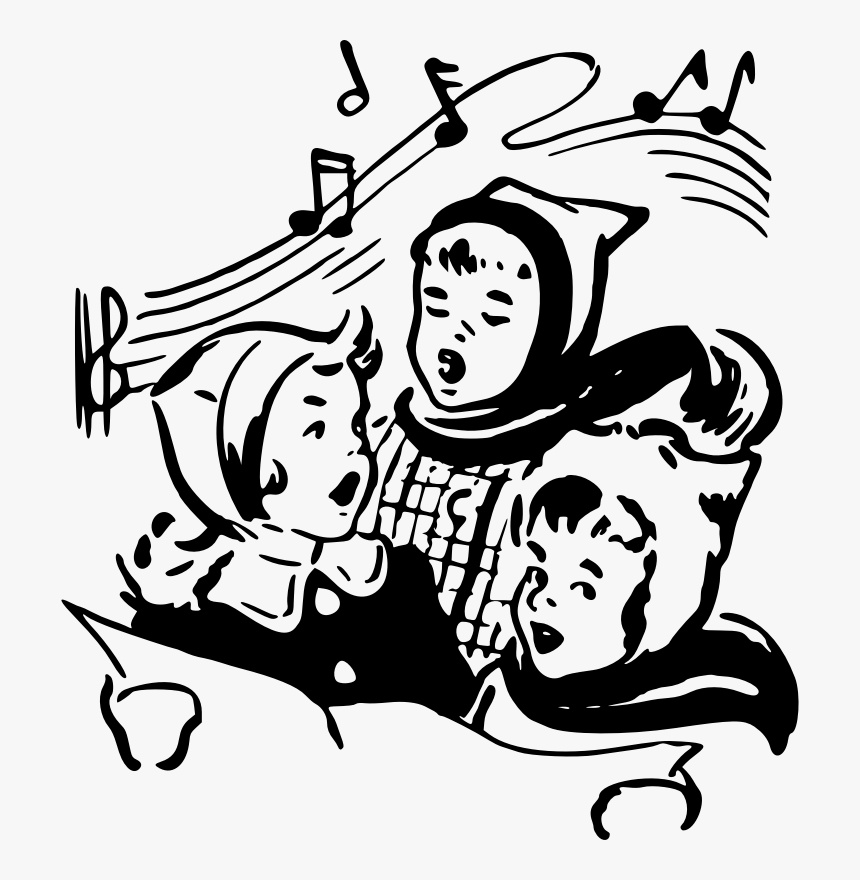 BLACK AND WHITE Christmas Carolers clip art Collage Materials ...