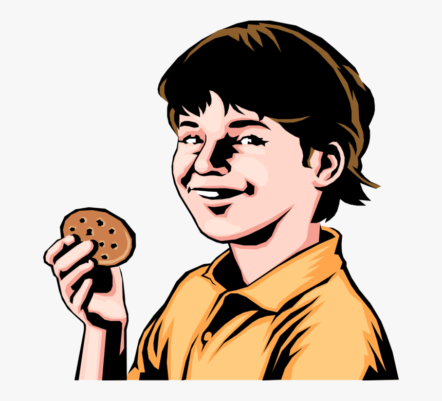 Vector Illustration Of Boy With Chocolate Chip Cookie - Cartoon, HD Png ...