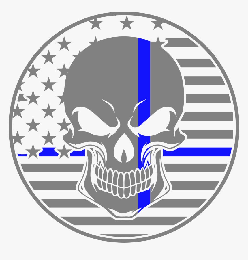 Law Enforcement Thin Blue Line Skull, HD Png Download , Transparent Png ...