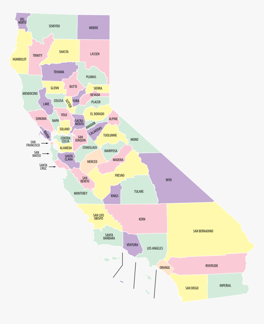 California Labeled By County, HD Png Download , Transparent Png Image ...